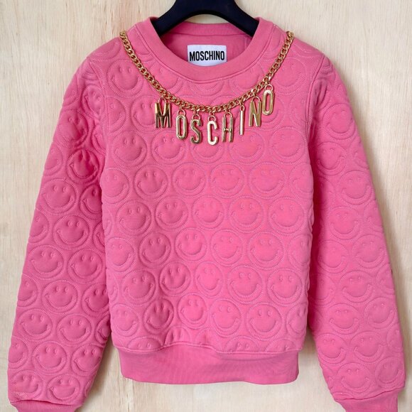 Moschino | Sweaters | Ss2 Moschino Couture Jeremy Scott Pink Smiley ...